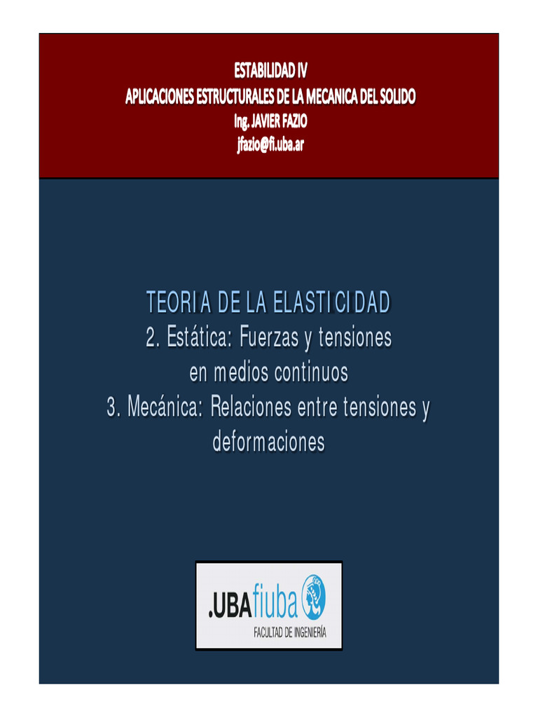 Fazio 5 - Teoria de La Elasticidad 2 | PDF | Elasticidad (Física) | Estrés (Mecánica)