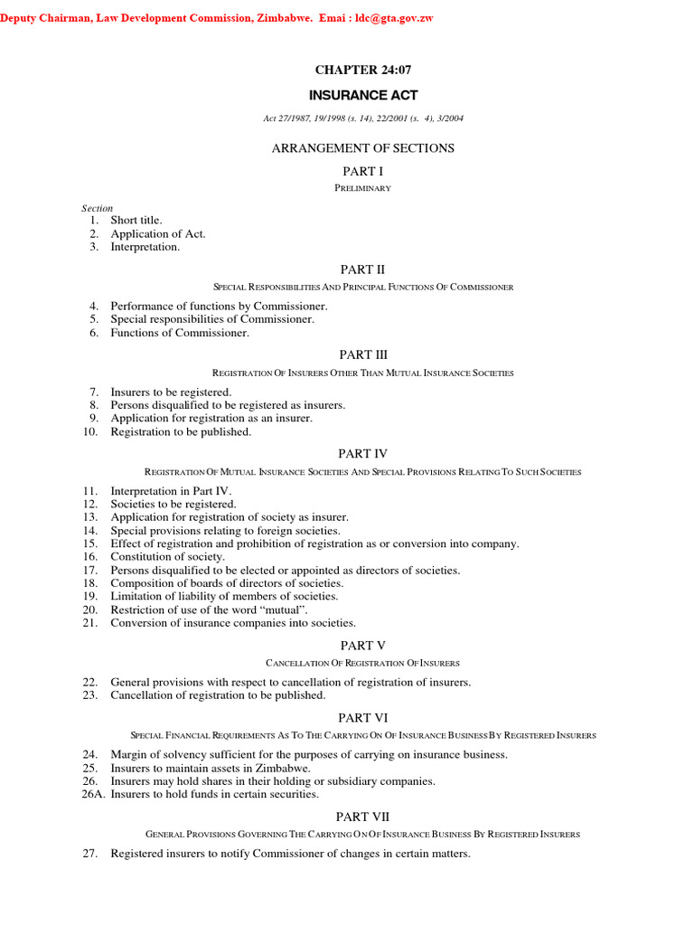 Insurance Act | PDF | Insurance | Life Insurance