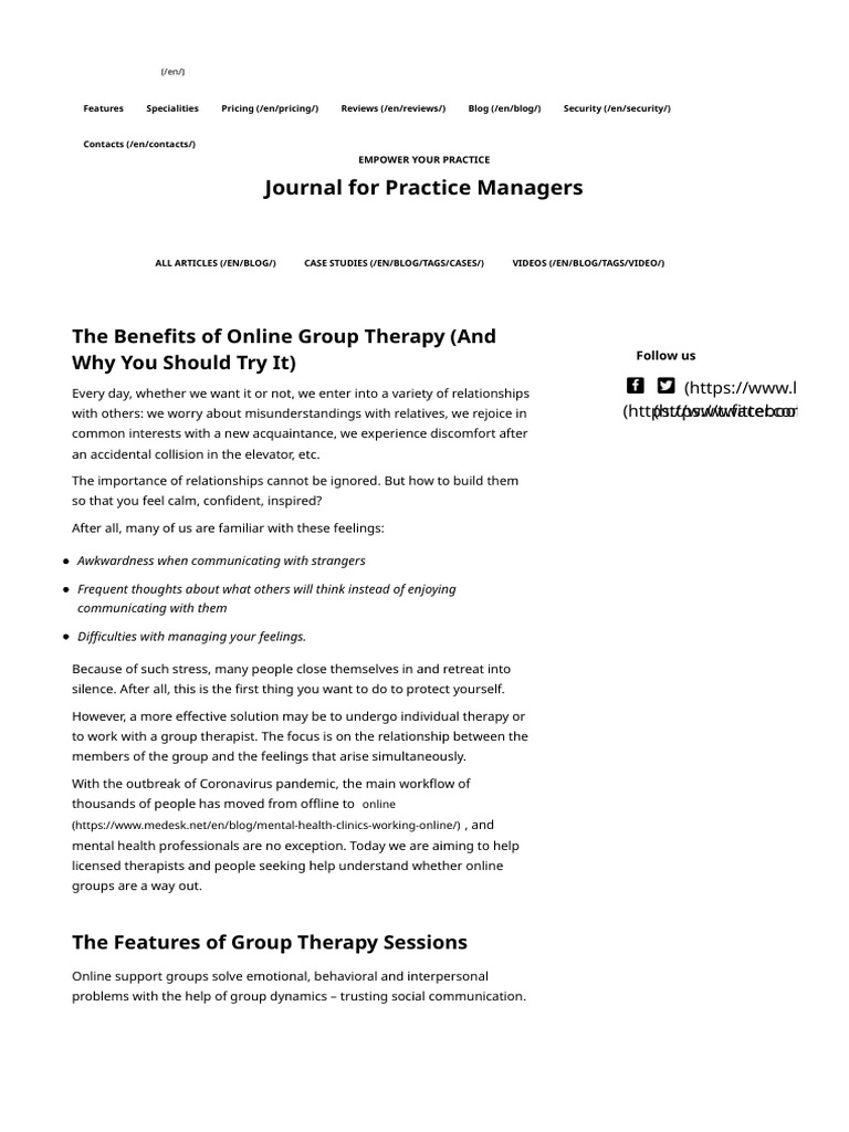 Benefits of Online Group Ther | PDF | Psychotherapy | Psychology