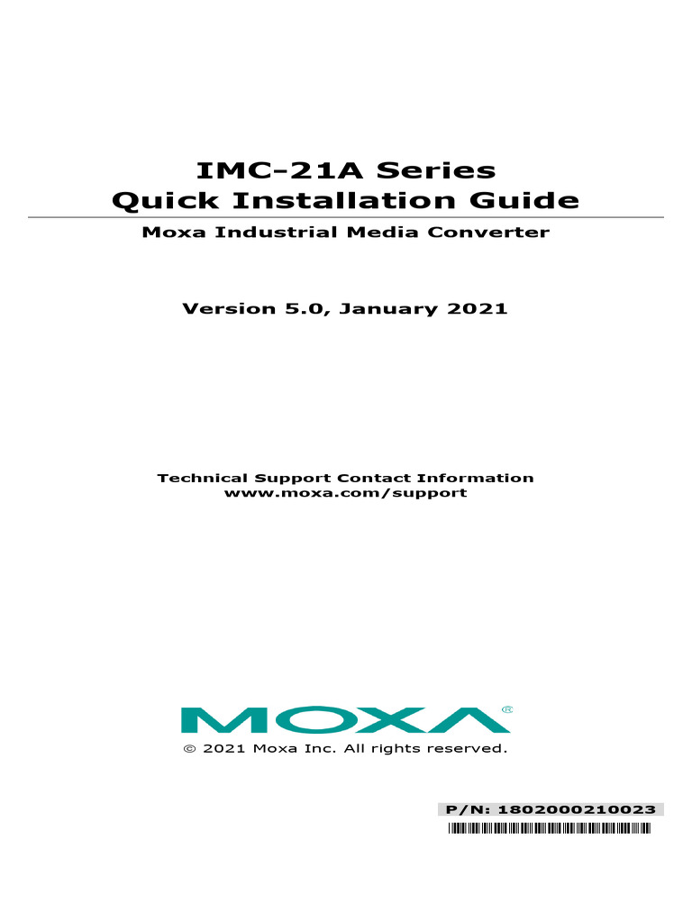 Moxa Imc 21a Series Qig v5.0 | PDF | Duplex (Telecommunications) | Computer Engineering