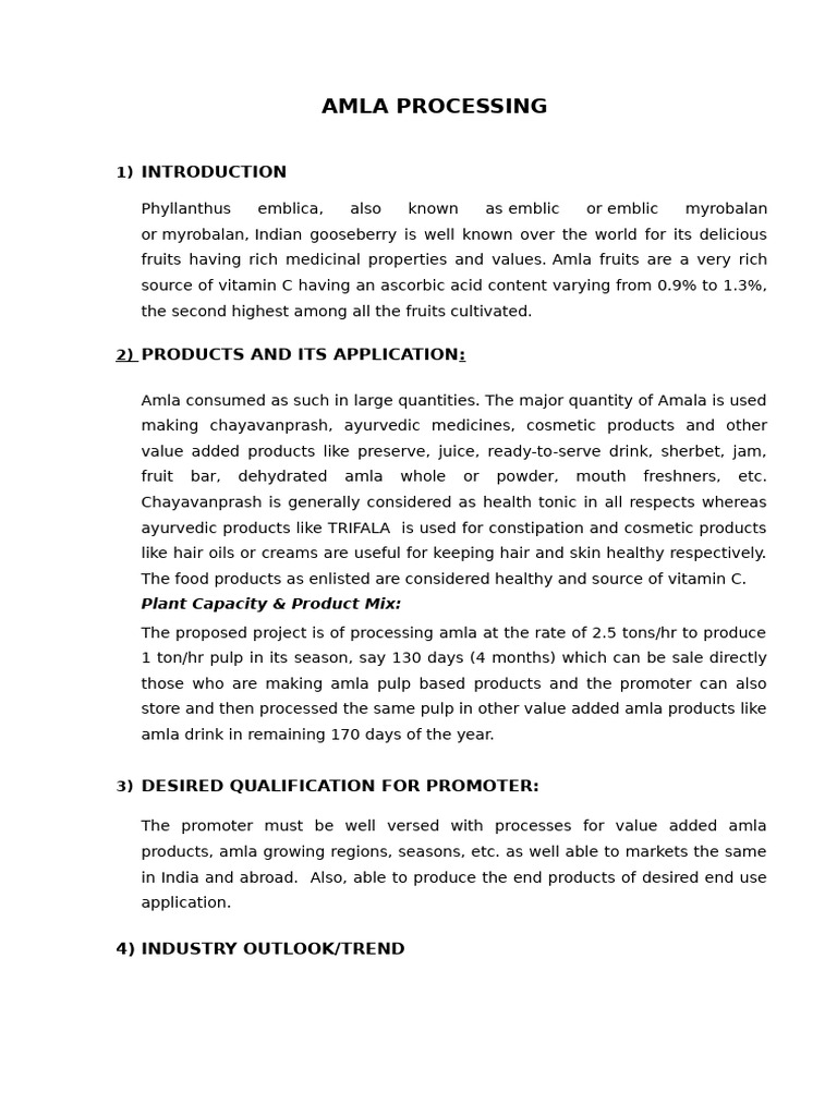 Amla Processing | PDF | Vitamin C | Capital (Economics)
