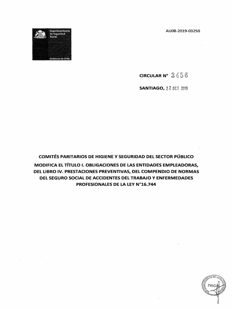 Circular 3456 Del 22-10-2019 | PDF | Votación | Bienestar