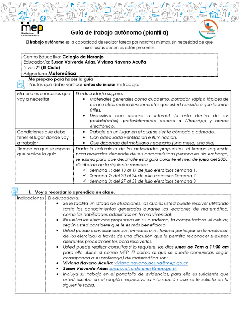 Matemática 7°. Julio | PDF | Entero | Álgebra abstracta
