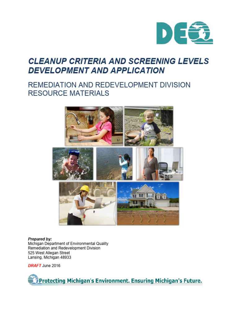 Cleanup Criteria and Screening Levels Development and Application | PDF ...