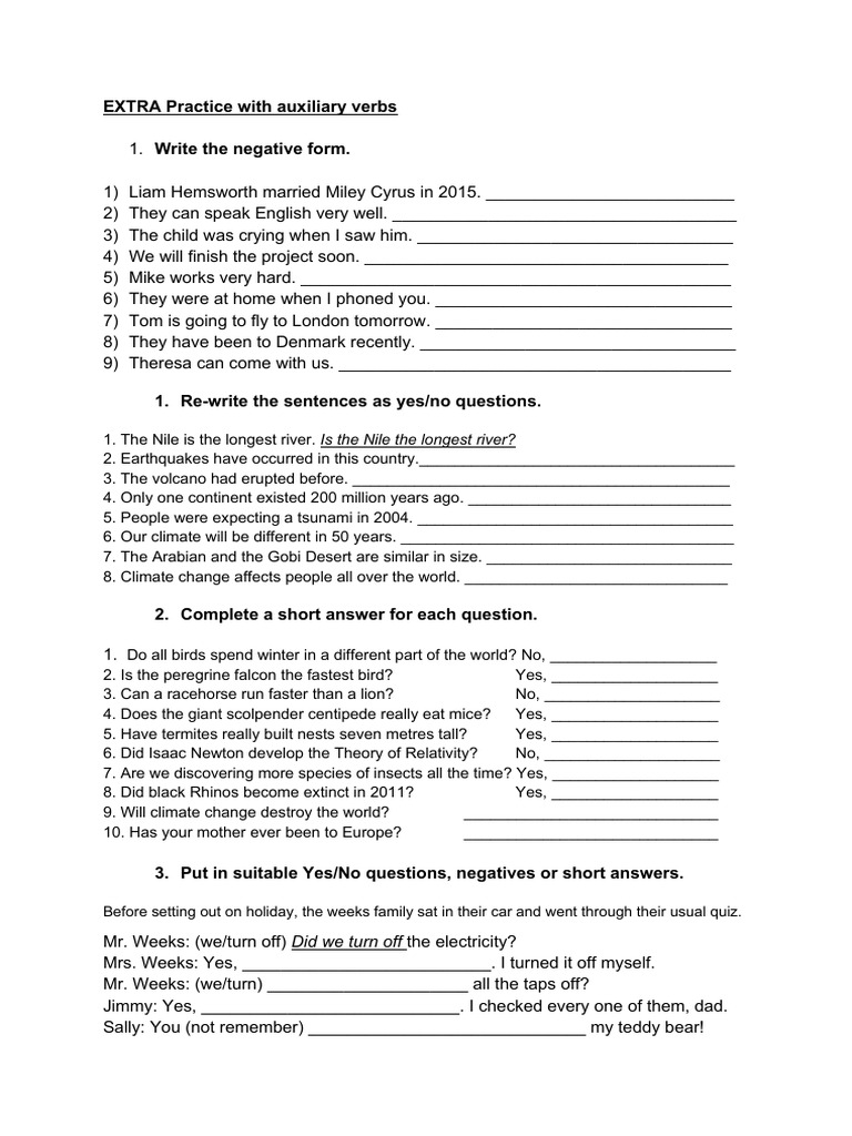 Grammar I Extra Practice | PDF