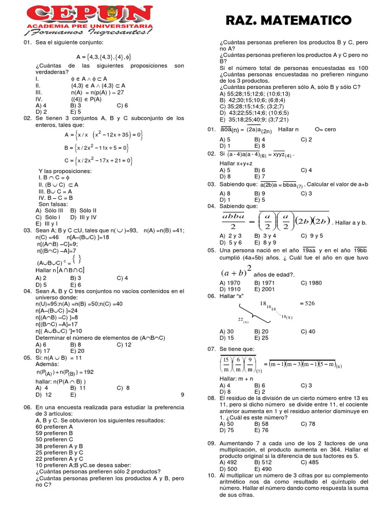 Raz. Matematico | PDF | División (Matemáticas) | Multiplicación