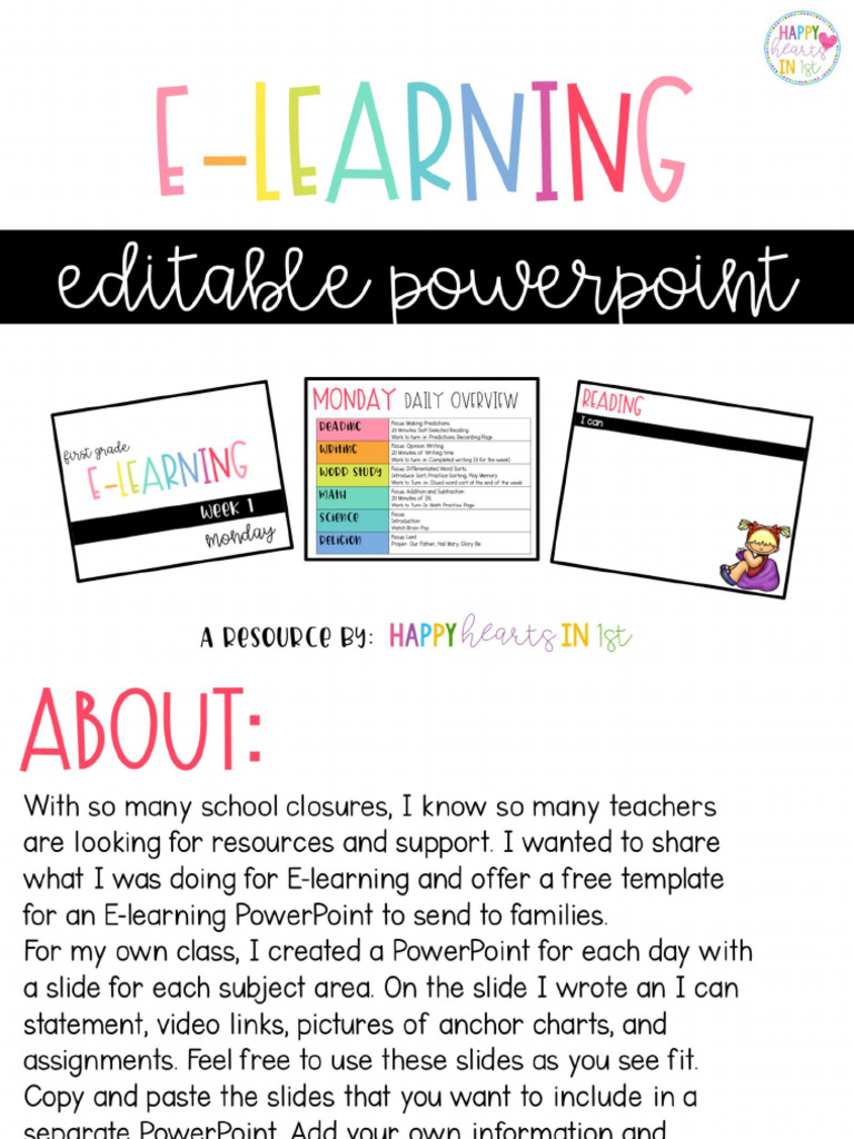 DistanceLearningEditablePowerPointFreebie 1 | PDF | Language Arts ...