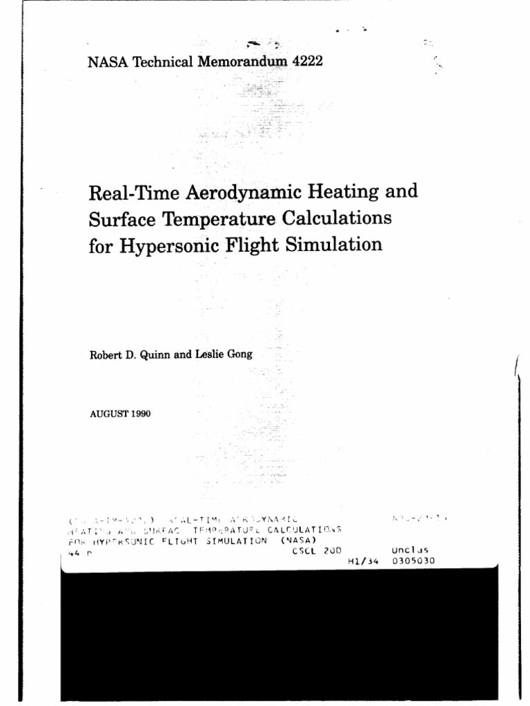Real-Time Aerodynamic Heating and Surface Temperature Calculations For Hypersonic Flight ...