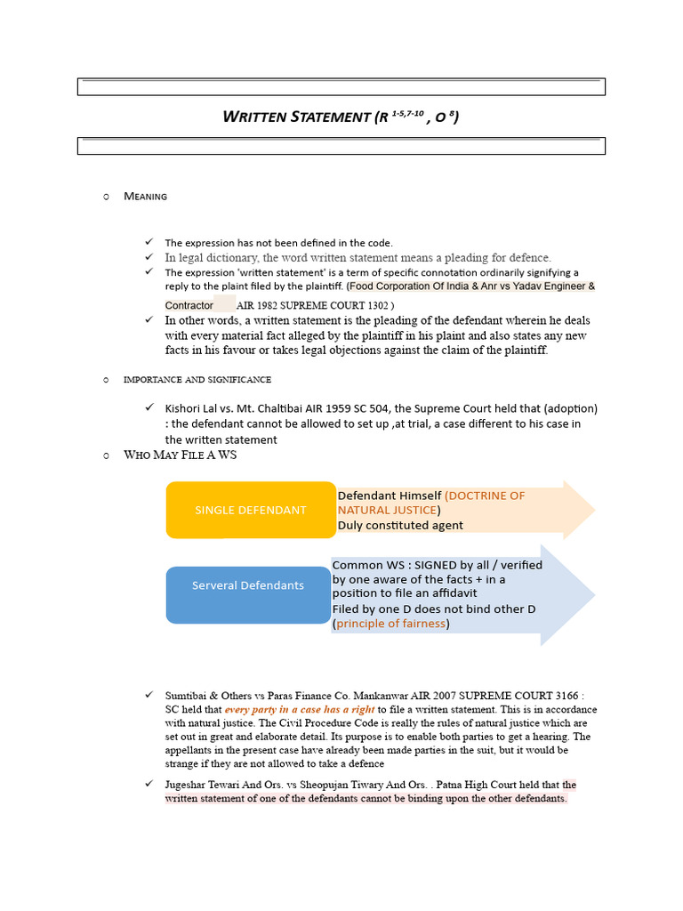 Written Statement | PDF | Pleading | Equity (Law)