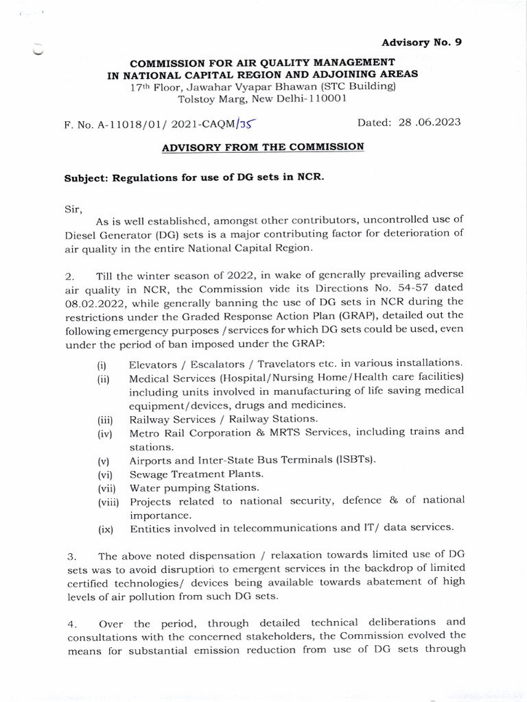 2023-06-28 CAQM Exploitation of DGs NCR | PDF