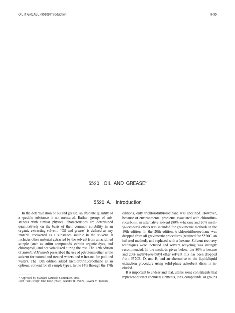 Oil and Grease Analysis Methods 5520 | PDF | Petroleum | Distillation