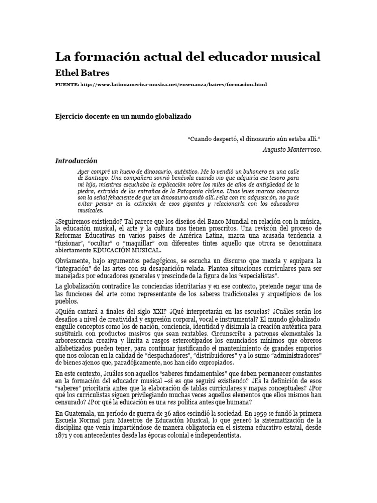 La Formación Actual Del Educador Musical-Ethel Batres | PDF ...