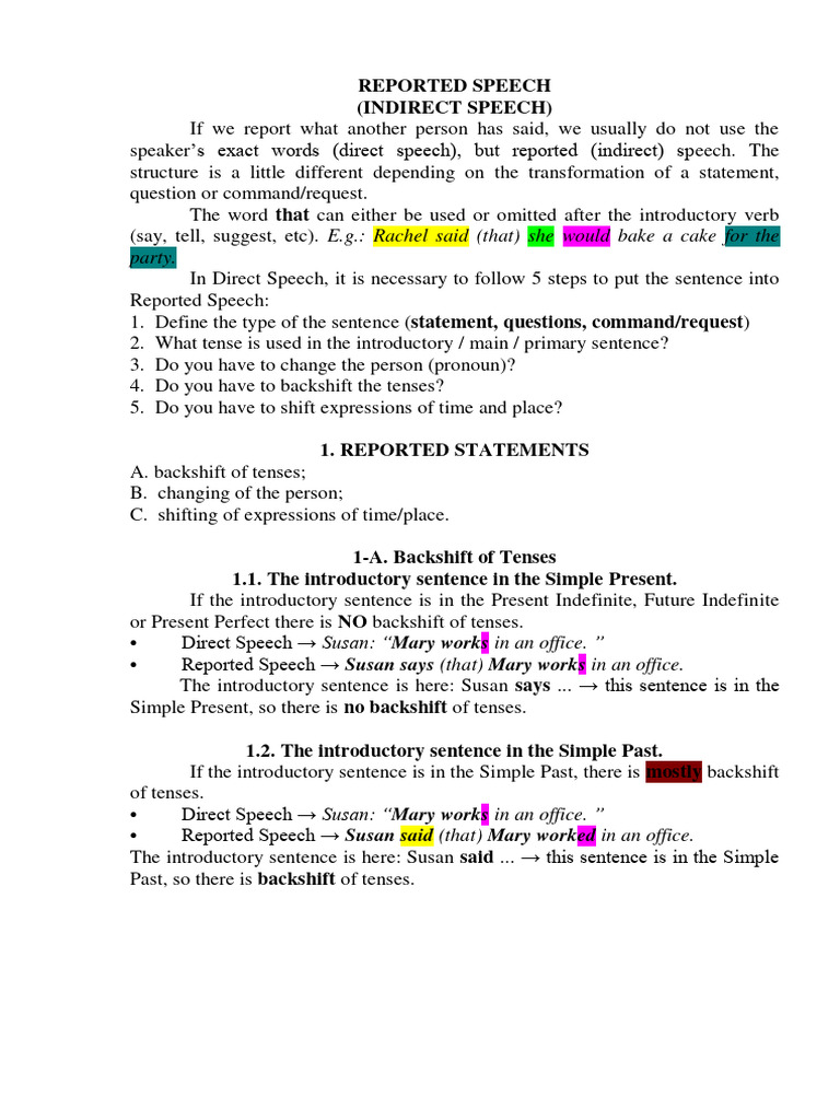 Reported Speech | PDF | Interpretation (Philosophy) | Semantics