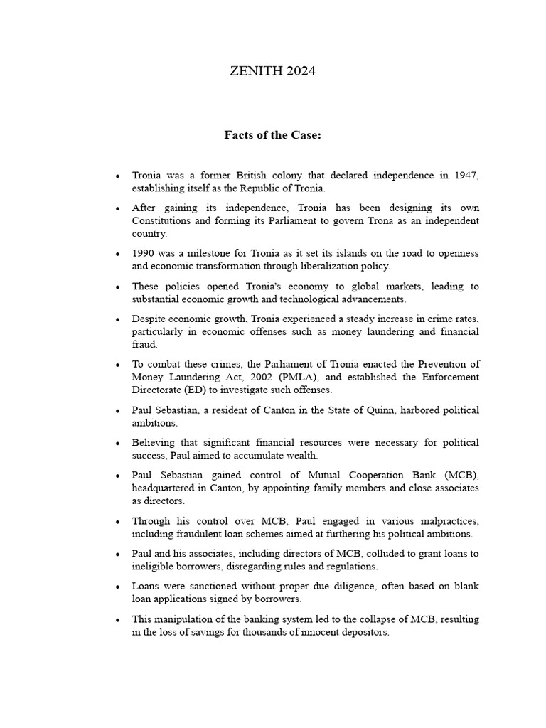 Zenith 2024 (Facts of The Case) - 2 | PDF | Common Law | Crimes