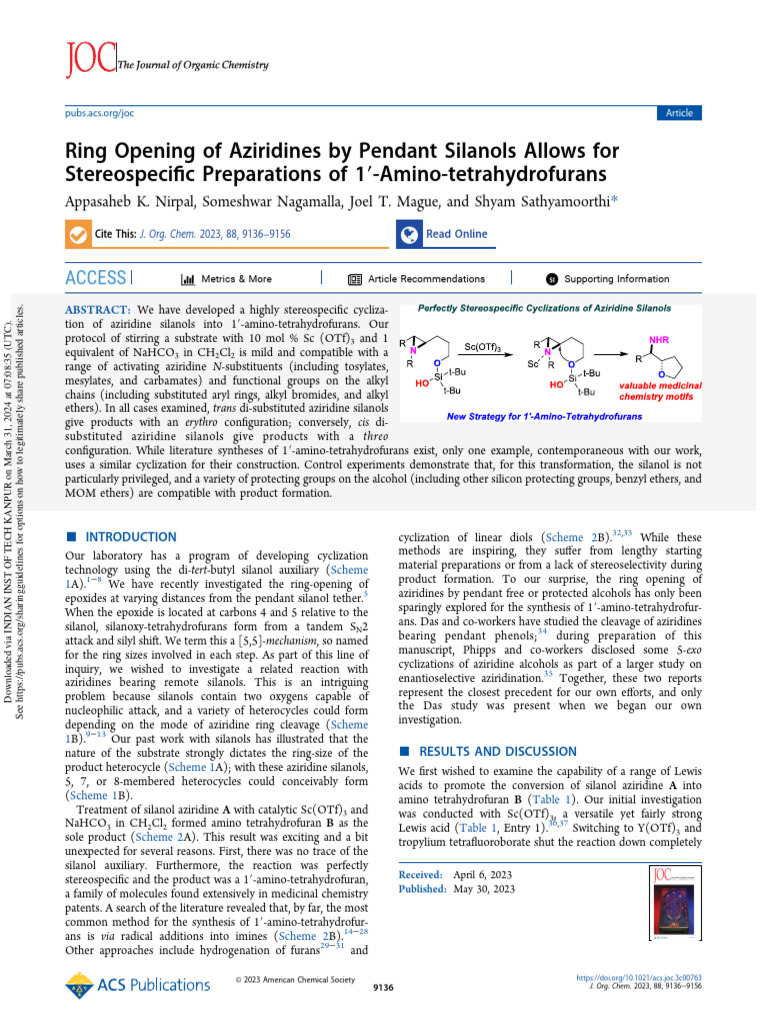 J. Org. Chem. 2023, 88, 9136-9156 | Download Free PDF | Proton Nuclear ...