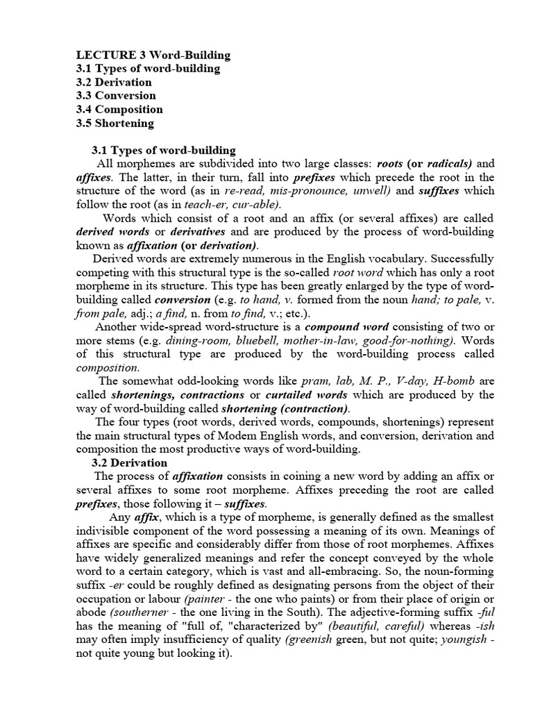 Word Building | PDF | Part Of Speech | Word