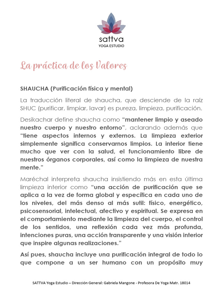 Shaucha: Purificación Integral en Yoga | PDF | Mente | Yoga