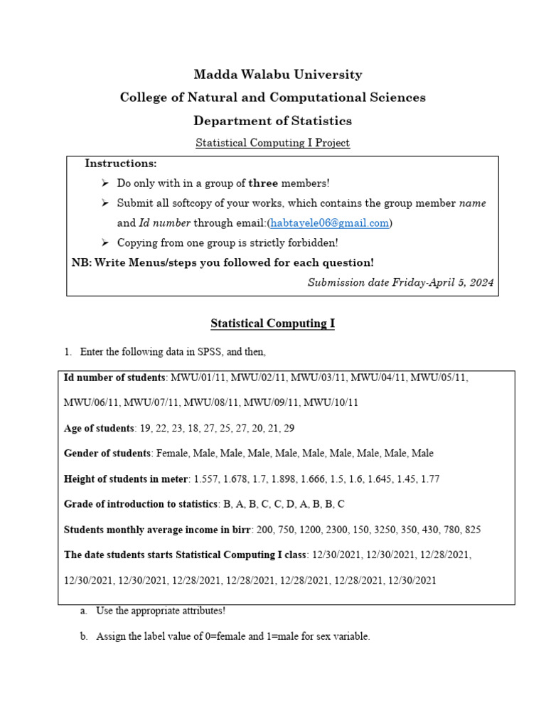 Assignment1 | PDF | Mean | Statistical Analysis