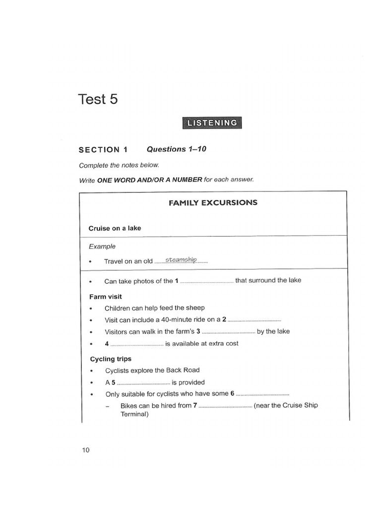 Ielts 12 - Test 5 - Listening | PDF