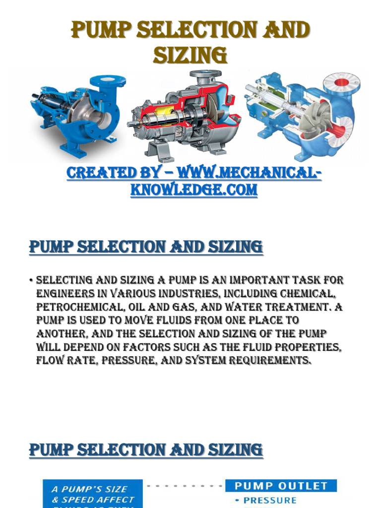 Pump Selection and Sizing | PDF | Pump | Flow Measurement