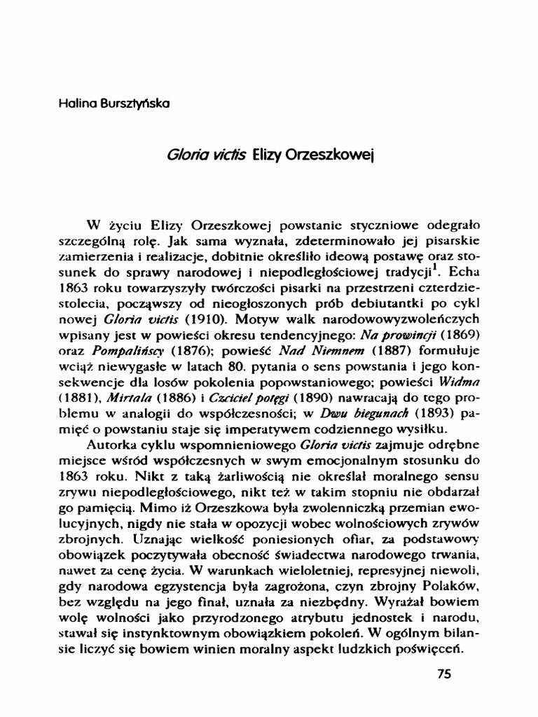 PM318 07 Gloria Victis Elizy Orzeszkowej Bursztynska | PDF