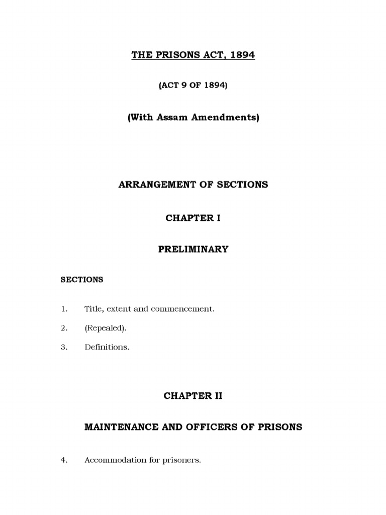 The Prisons Act - 1894 | PDF