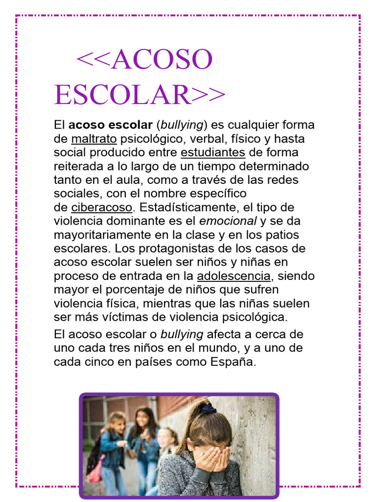 Acoso Escolar: Tipos y Estadísticas | PDF | Salud y bienestar