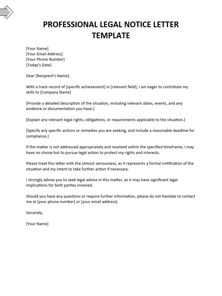 Professional Legal Notice Letter Template | PDF