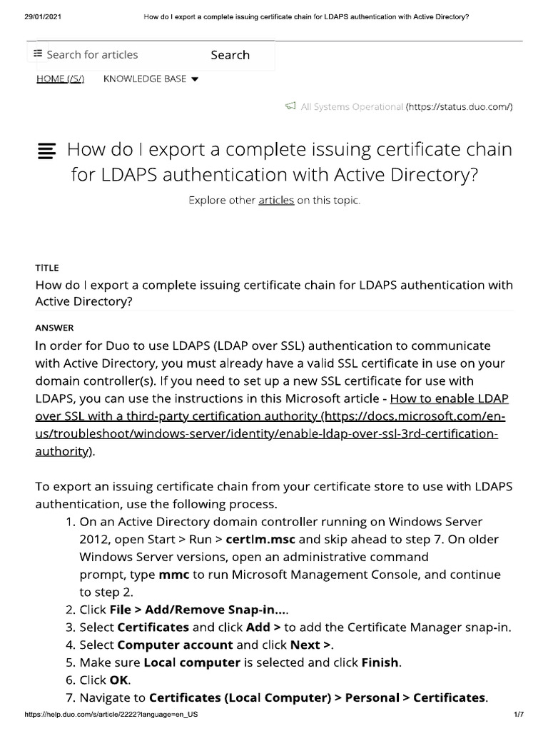 Export A Complete Issuing Certificate Chain For LDAPS Authentication ...