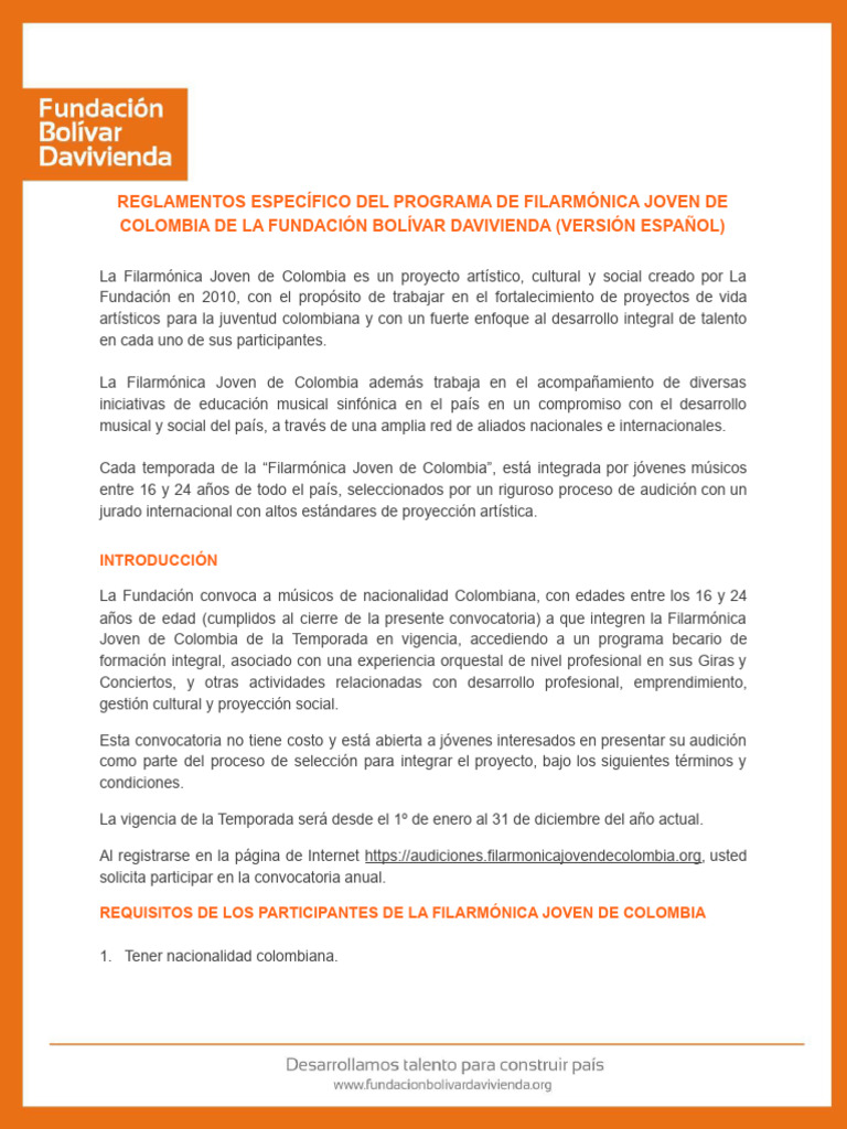 Filarmonica Joven de Colombia T&R 2022 | PDF | Colombia | Red mundial