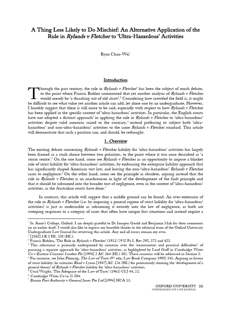 A Thing Less Likely To Do Mischief-An Alternative Application of The of ...