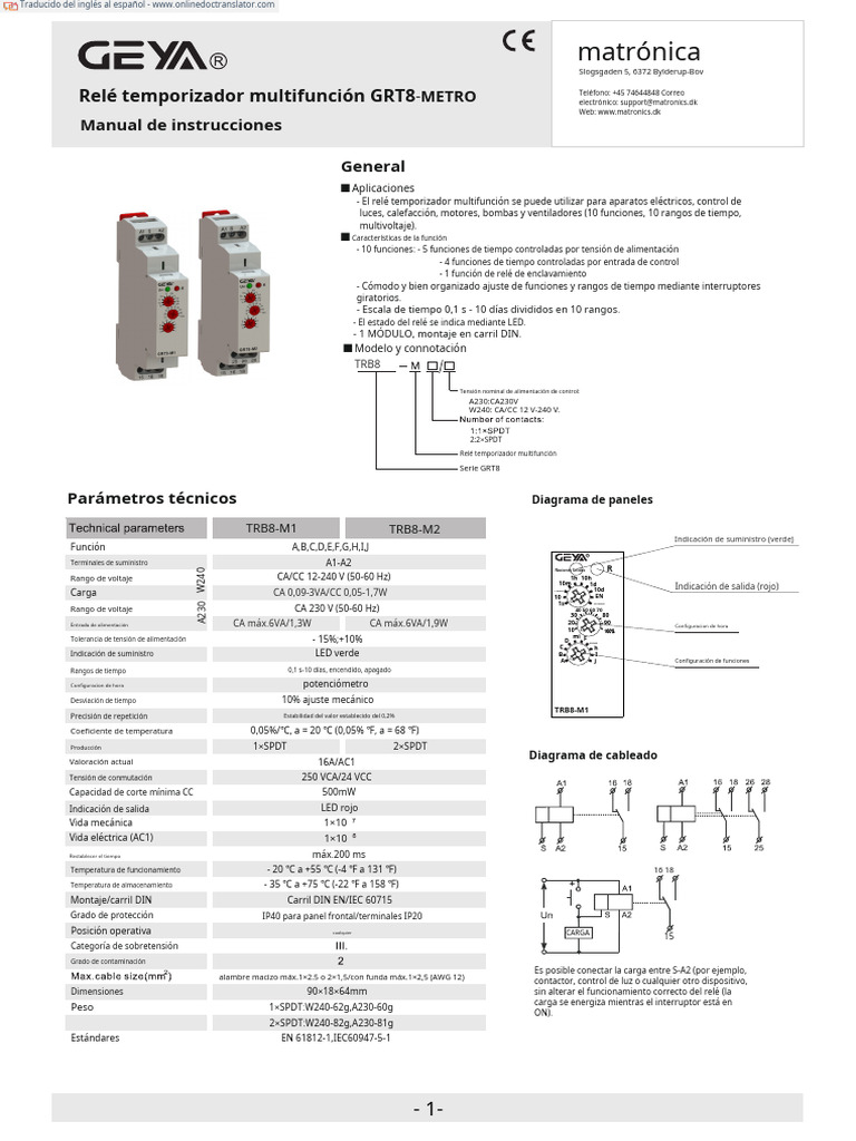multifunktions-relae-grt8-m-manual-en_1 (1).en.es | PDF | Relé | Cambiar