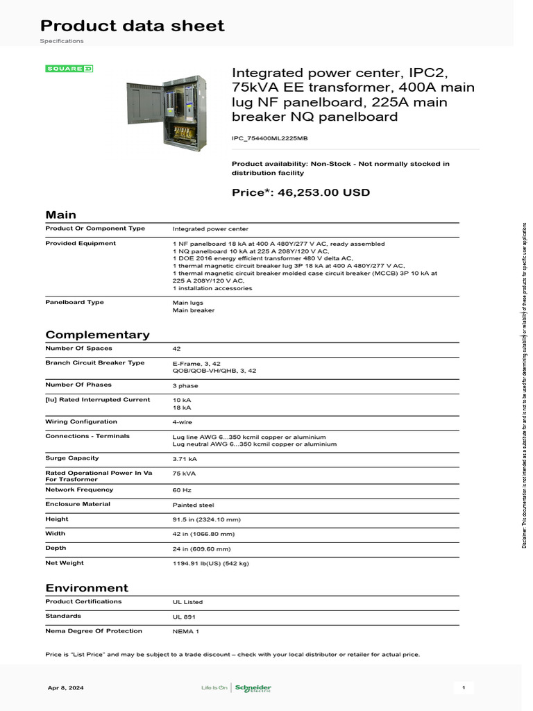 Integrated Power Center 75kVA Transformer | PDF | Alternating Current ...