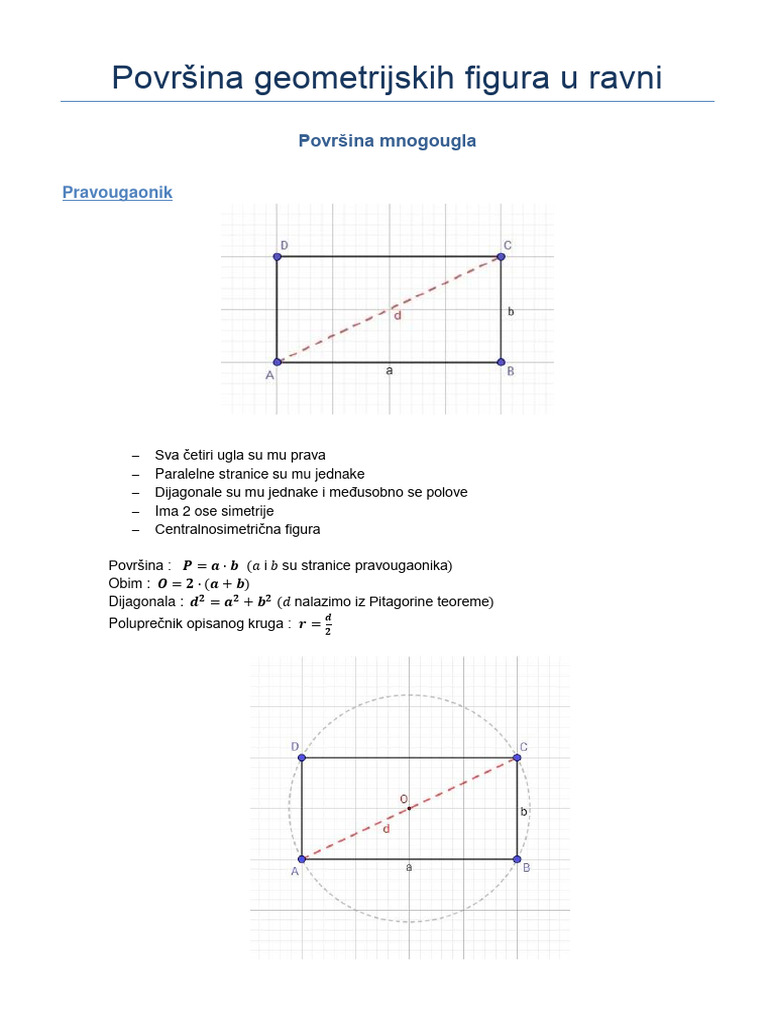 Površina geometrijskih figura u ravni | PDF