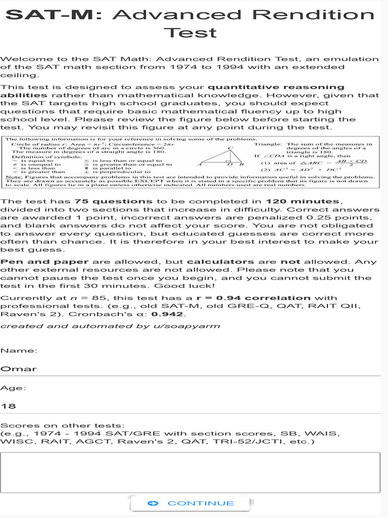 SAT Math Advanced Rendition Test | PDF | Sat | Student Assessment And ...