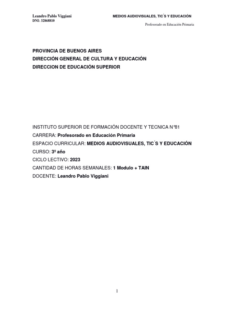 Viggiani Medios Audiovisuales y Tics | PDF | Evaluación | Maestros