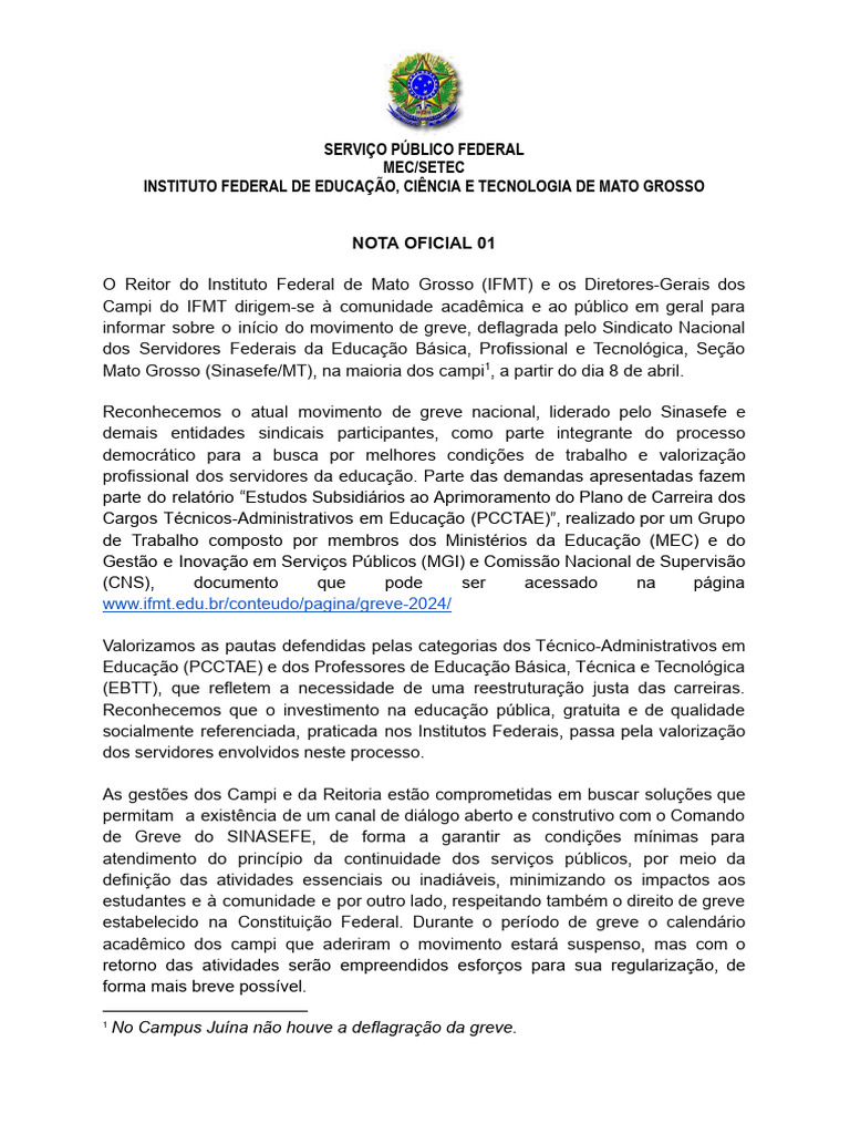 Greve - Nota 01 | PDF | Sindicato