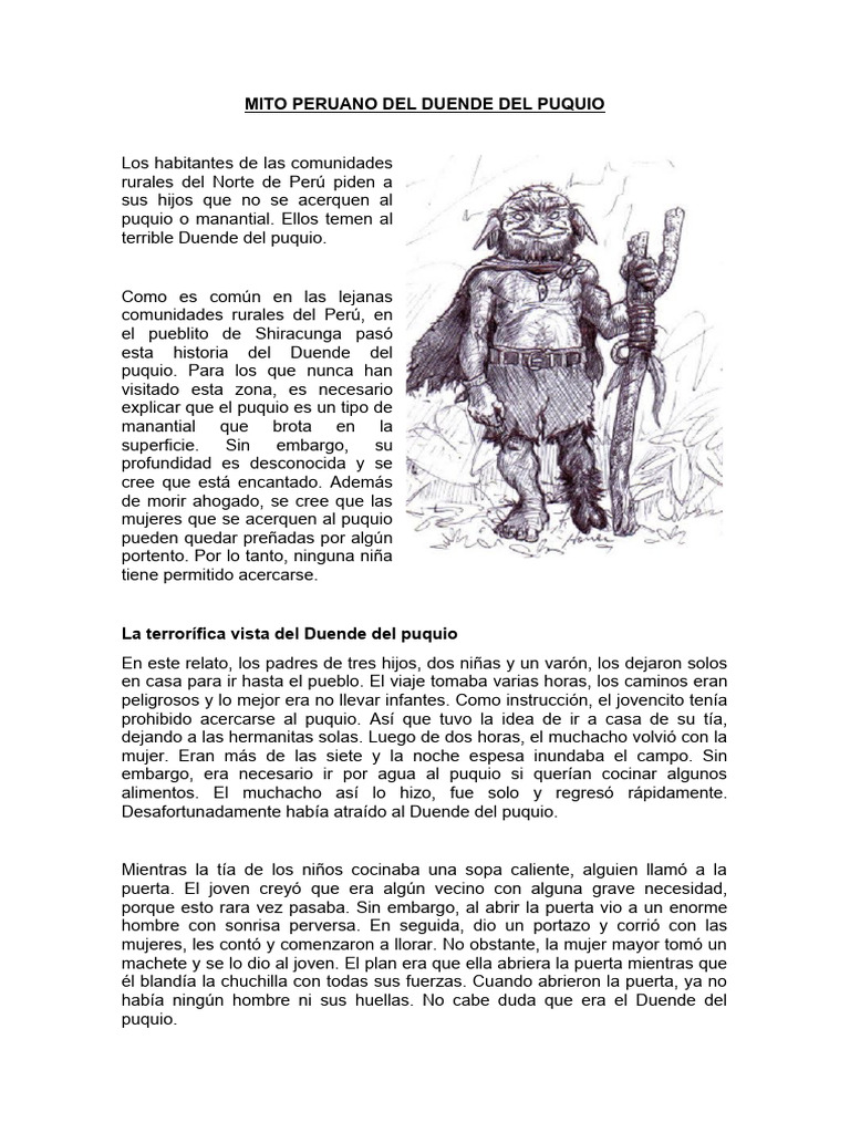 Mito del Duende del Puquio en Perú | PDF
