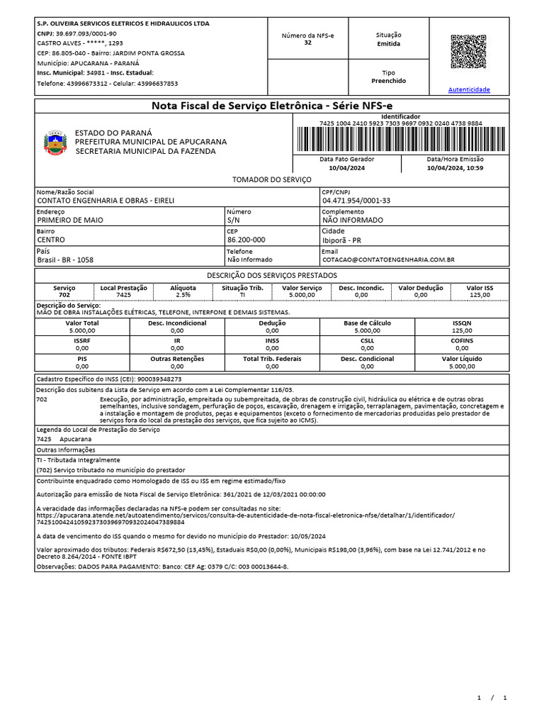 Emissão NFS-e | PDF