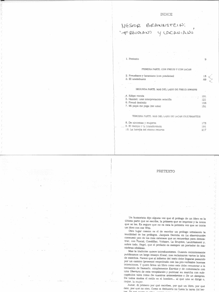 Nestor Braunstein - Freudiano y Lacaniano. | PDF
