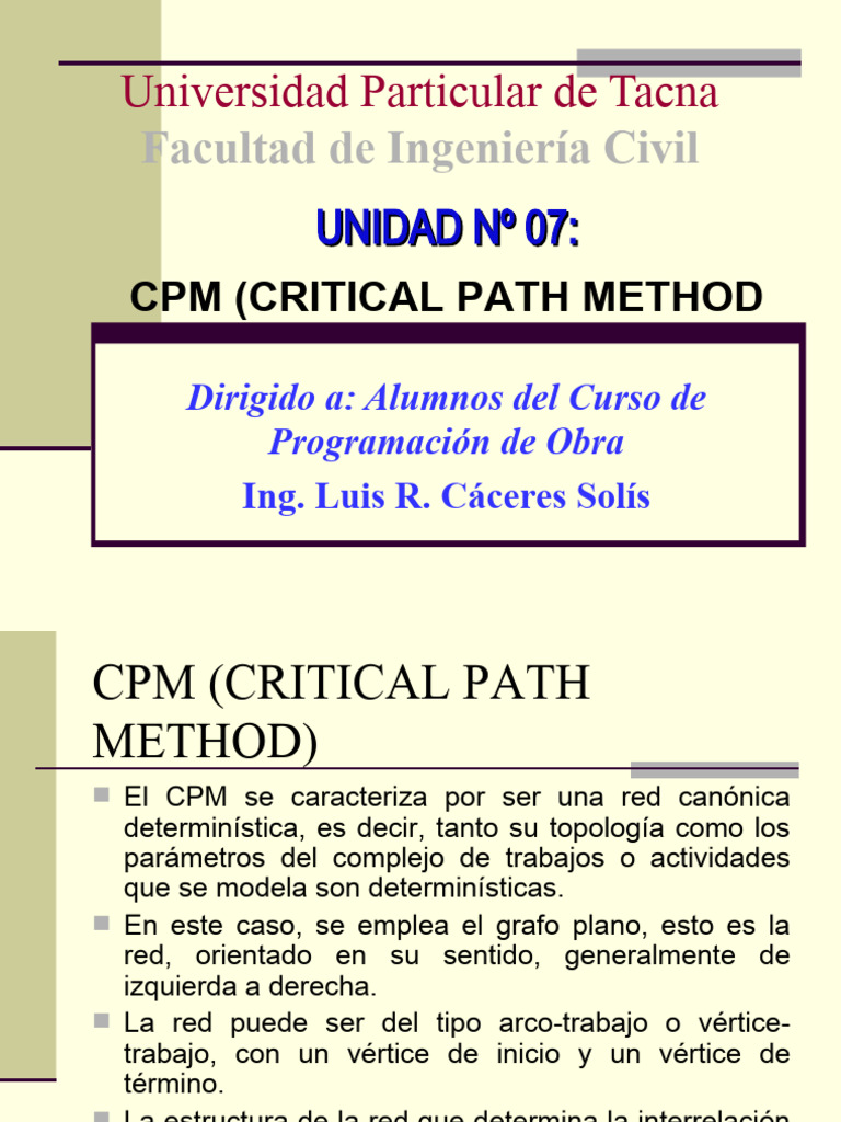 Unidad #07 El CPM (Critical Path Metho) | PDF | Algoritmos ...