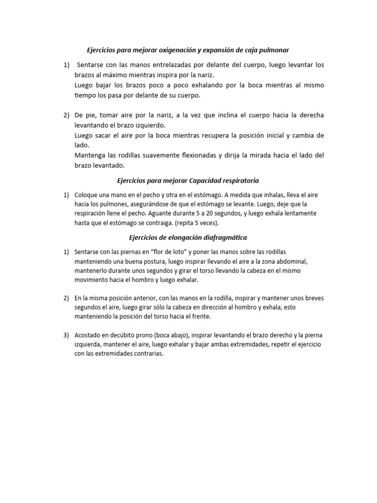 Ejercicios para Mejorar la Respiración | PDF