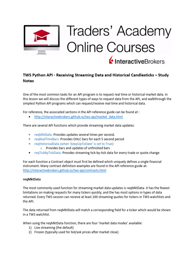 TA 2018 TWS Python Receiving Market Data Study Notes | PDF | Parameter ...