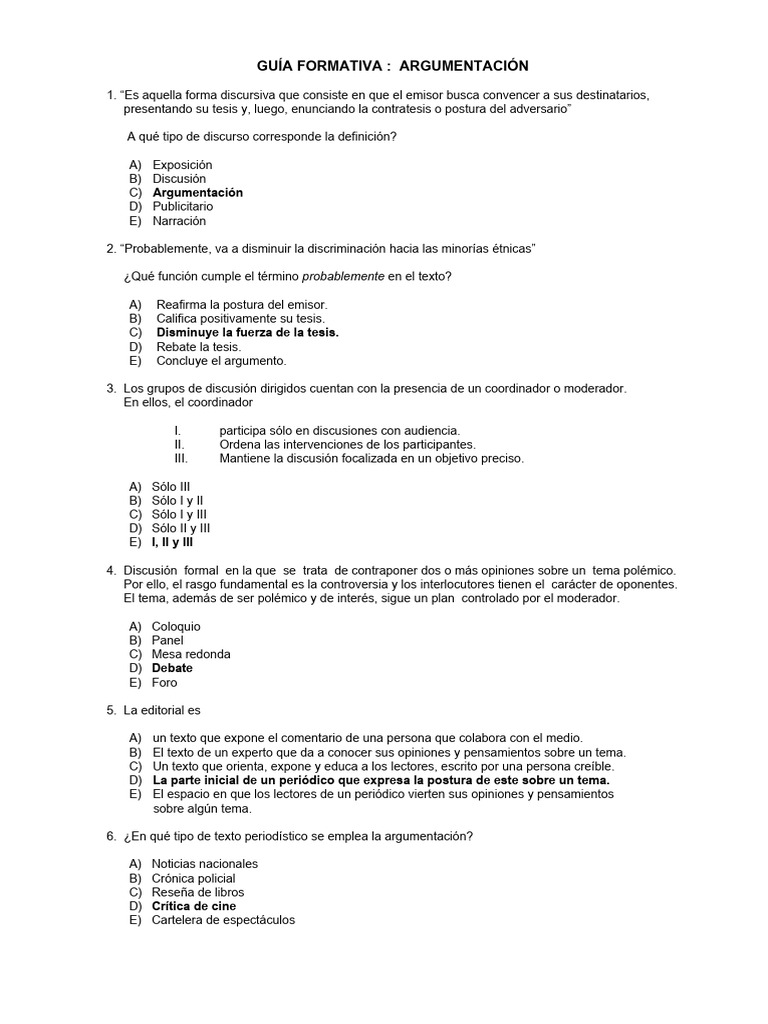 Prueba Formativa Con Claves | PDF | Hablar en público
