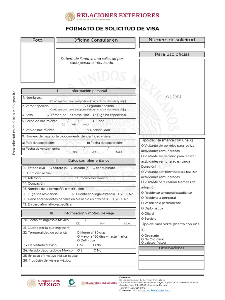 FORMATO_SOLICITUD_DE_VISA_2024 | PDF | Visa de viaje | Documento de identidad