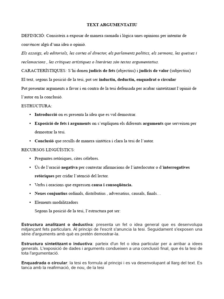 El Text Argumentatiu | PDF