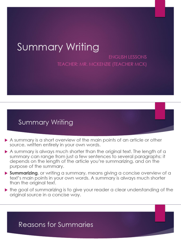 Summary Writing | PDF | Essays | Question