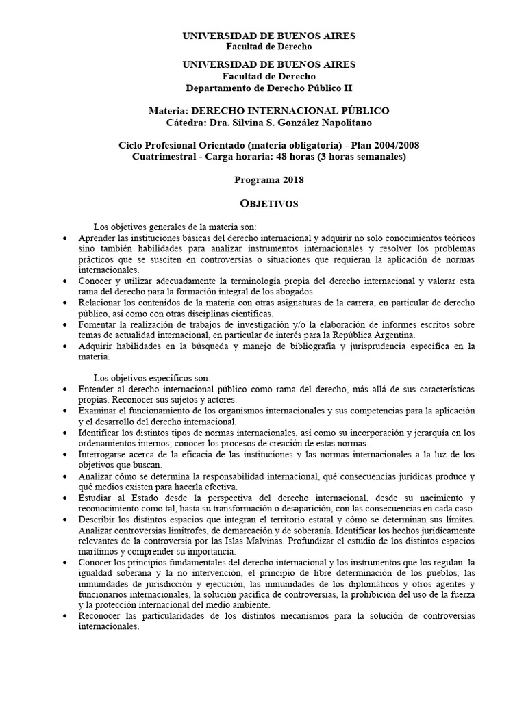 Programa DIP 2018 (Catedra S - Gonzalez Napolitano) | PDF | Estado (política) | Globalización ...