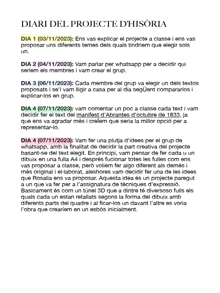 PROJECTE D'HISTÒRIA | PDF