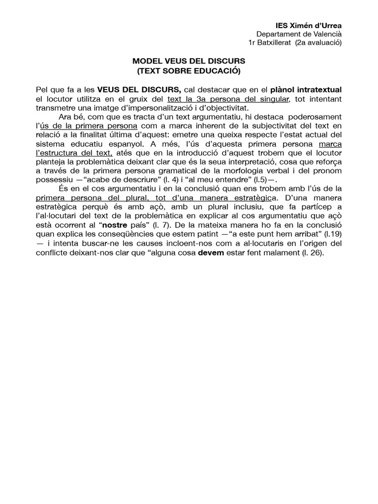 Model Veus Del Discurs | PDF Model Veus Del Discurs | PDF